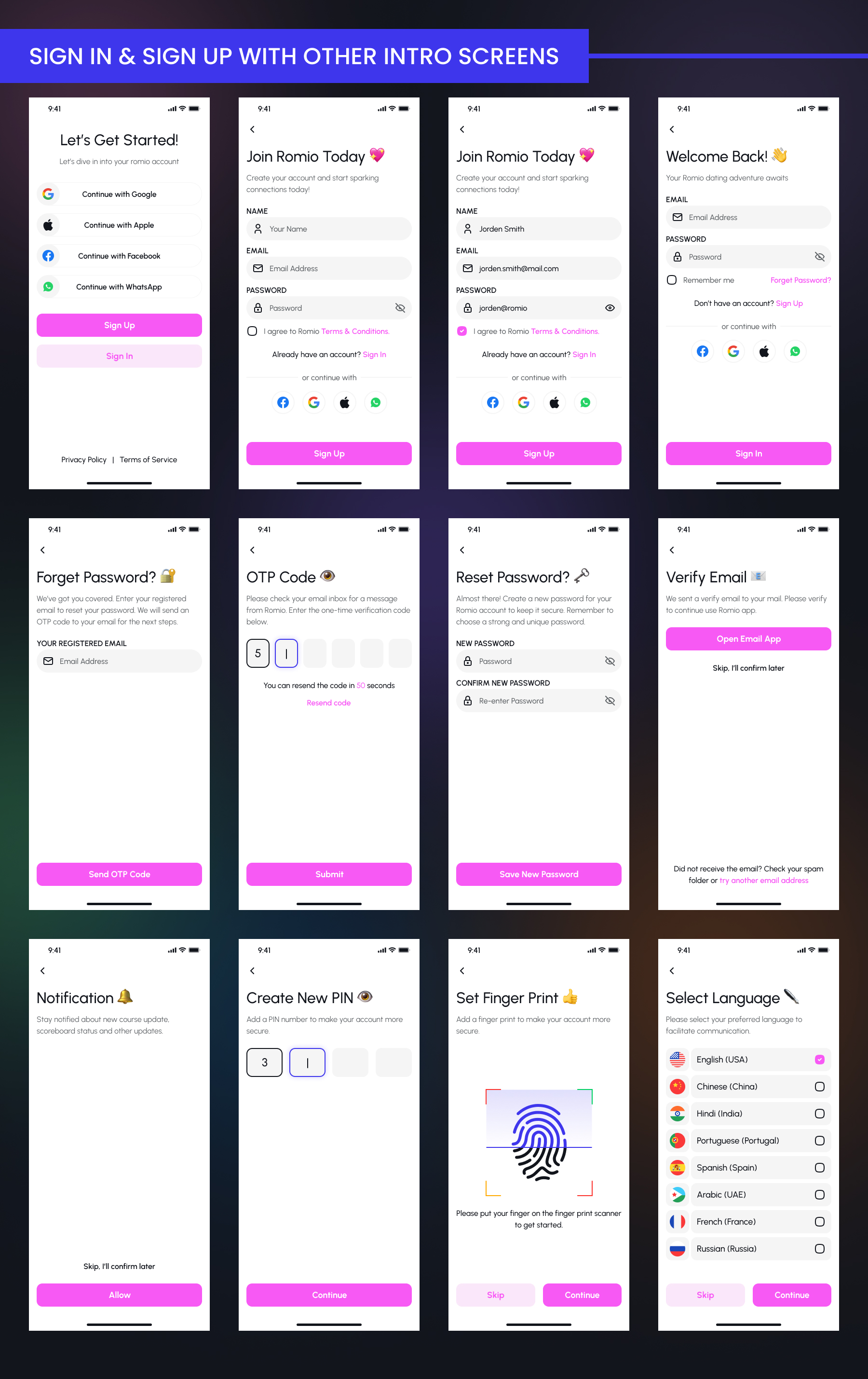 Romio - Multipurpose Dating Mobile App UI Kit Figma Template by The_Krishna